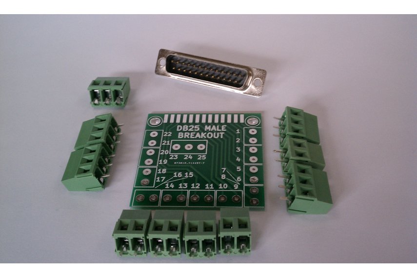DB25 Male D-Sub 25pin Parallel Breakout Board Kit from Tekinetics on Tindie