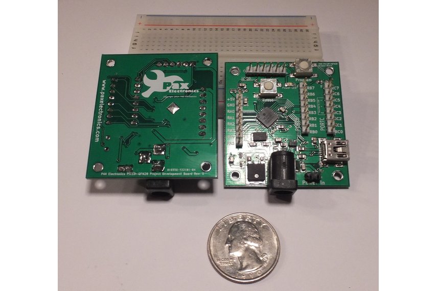 PAX PIC18F/QFN28 USB Project Development Board w/ PIC18F24K50 @ 48 Mhz ...