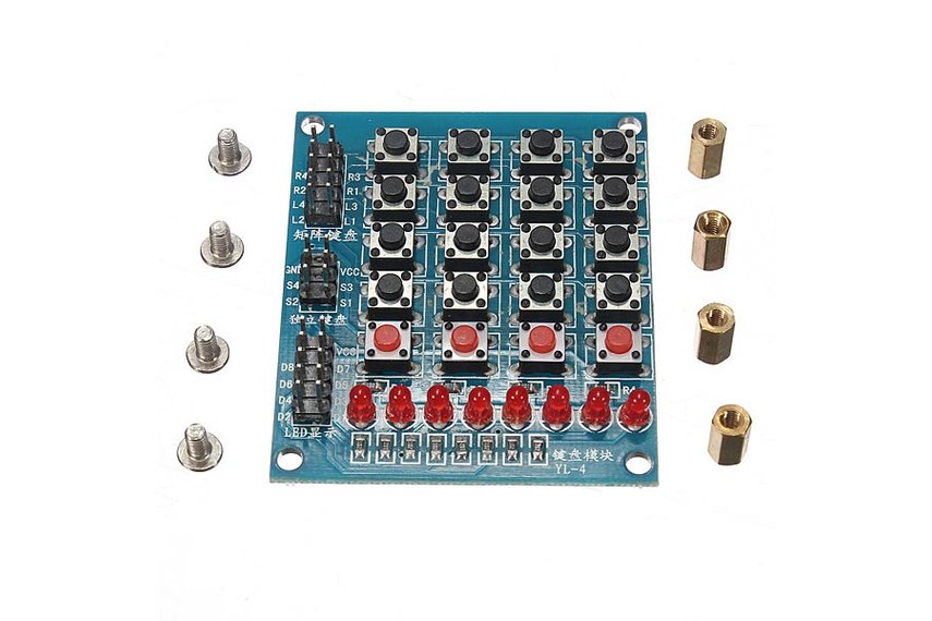 8 Led 4 X 4 Push Buttons Matrix Keypad 16 Key Switch Keyboard For Arduino Avr Arm Stm32 From