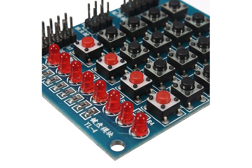 8 Led 4 X 4 Push Buttons Matrix Keypad 16 Key Switch Keyboard For