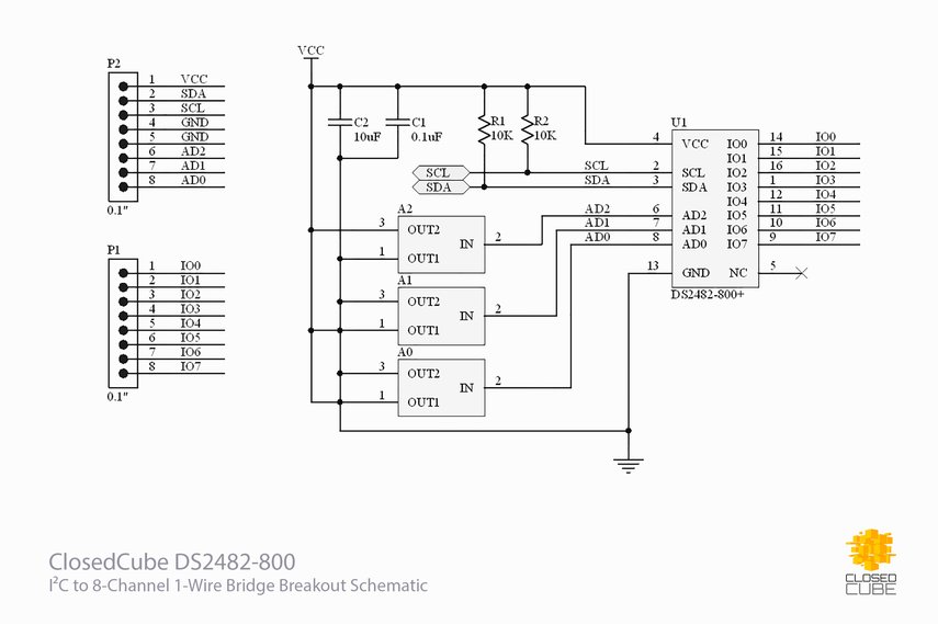 DS2482-800+ I2C to 8-Channel 1-Wire Breakout Board from closedcube on ...