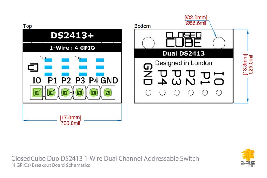 Duo DS2413 1-Wire Dual Channel Addressable Switch from closedcube on Tindie