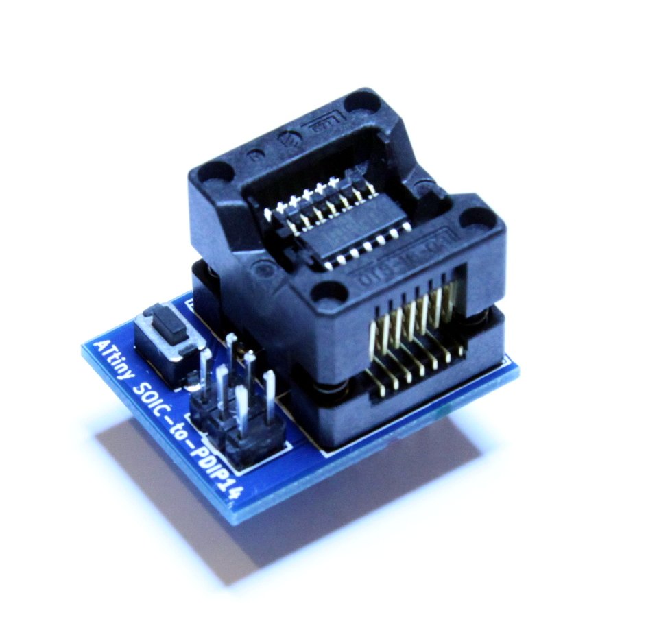 ATtiny 14pin SOIC-to-PDIP adapter from leonerd on Tindie