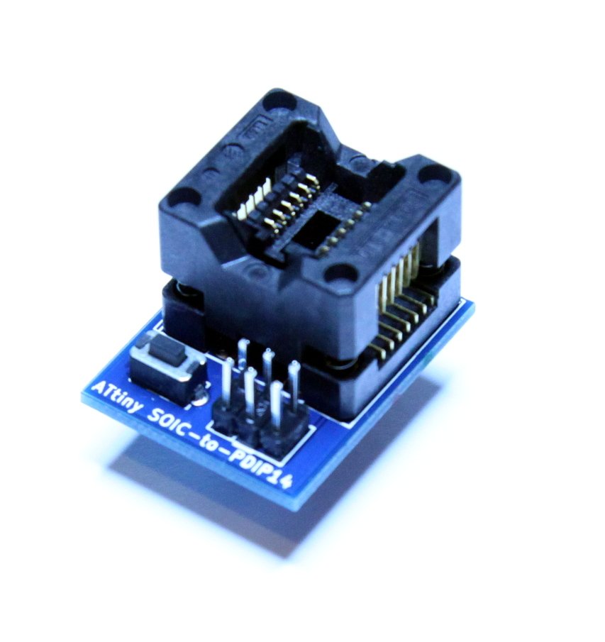 ATtiny 14pin SOIC-to-PDIP adapter from leonerd on Tindie