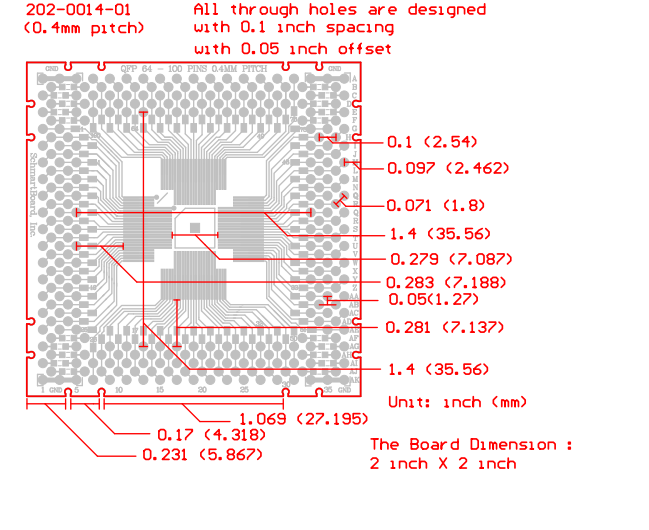 SchmartBoard|ez QFP 64-100 Pins 0.4mm Pitch PCB from Schmart on Tindie