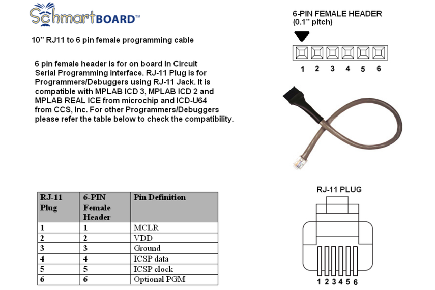 10" Male PIC Programming Cable from Schmart on Tindie