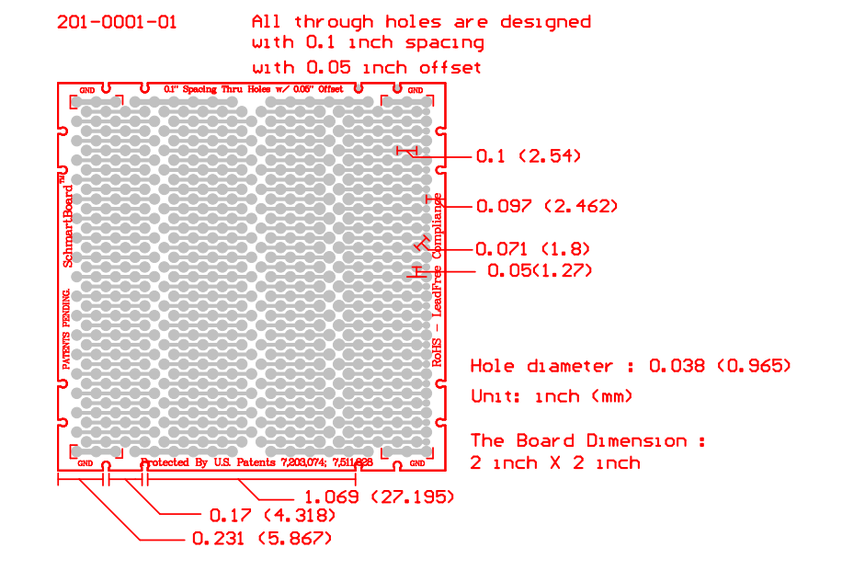 Schmartboard 2x2" Through Hole Offset Grid 0.1 pitch from Schmart on Tindie