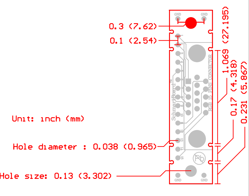 Through Hole RGB 15 Pins Connector 0.5" X 2" Grid from Schmart on Tindie