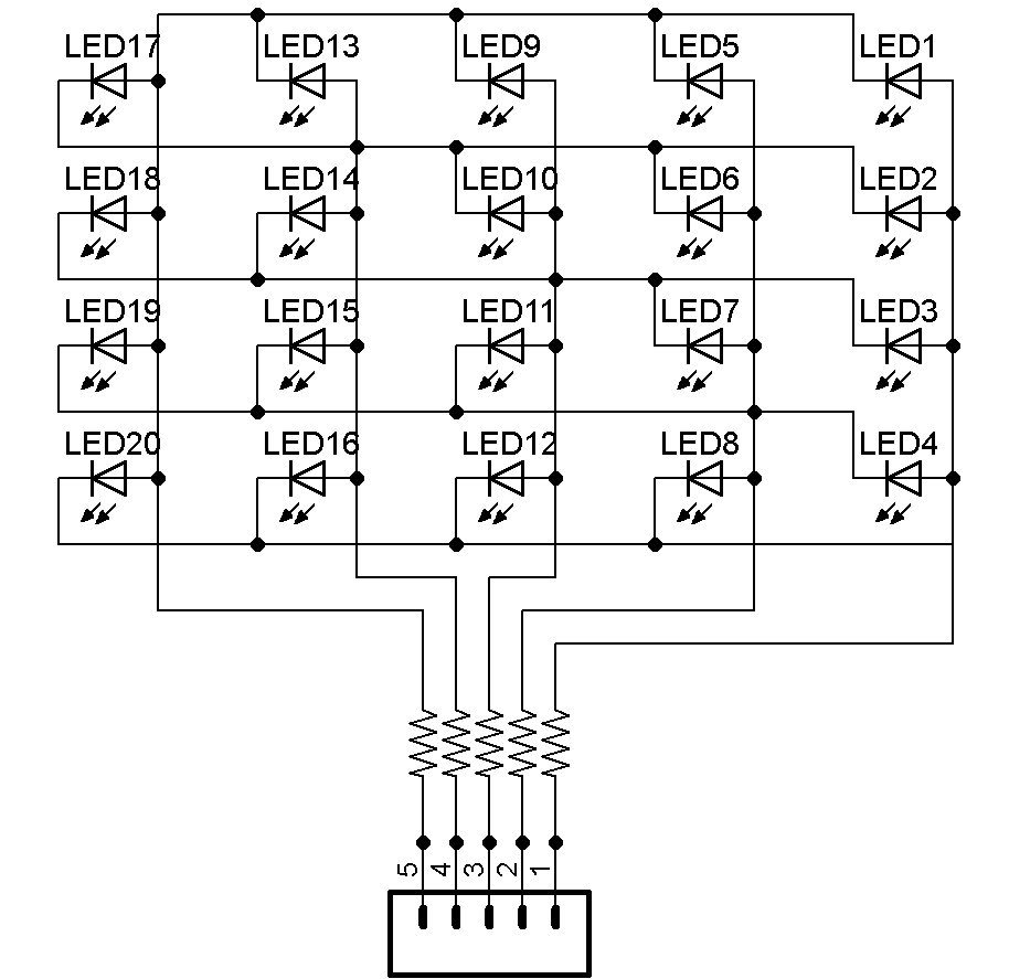 Charlieplex 5x4 Charlieplexed 0603 Led Matrix From Bobricius On Tindie