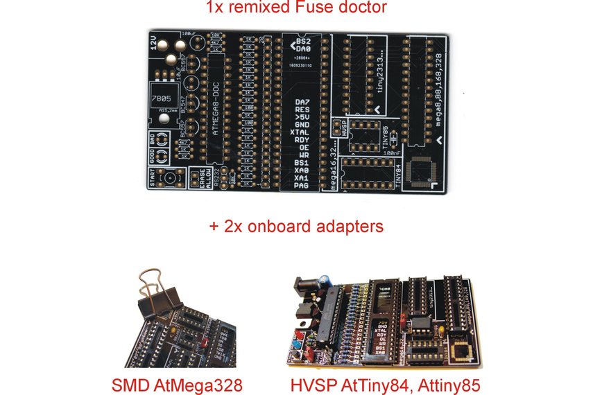 Bare PCB AVR fuse bit doctor HVPP HVSP fix repair from bobricius on Tindie