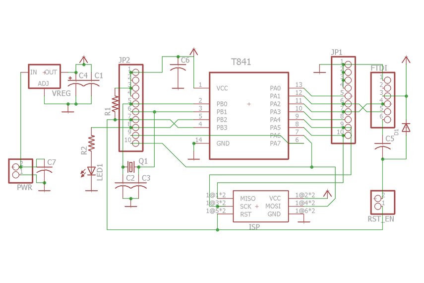 ATTiny841/84 breakout w/serial header (bare board) from DrAzzy on Tindie