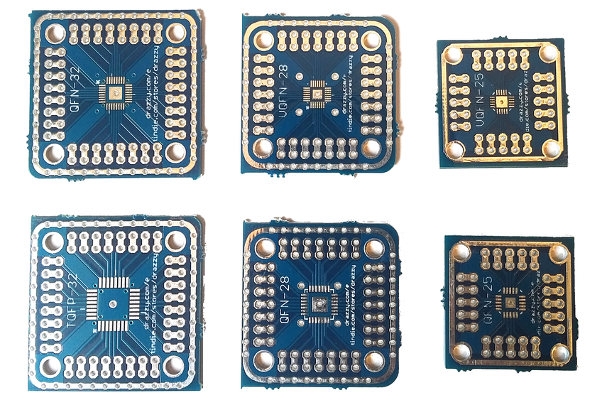 Breakout boards for QFN/VQFN/MLF SMD parts from DrAzzy on Tindie