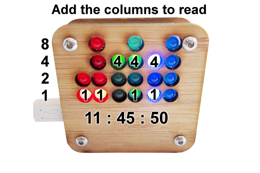 RGB Binary Clock KIT in Bamboo Case USB Powered from applemountain on ...