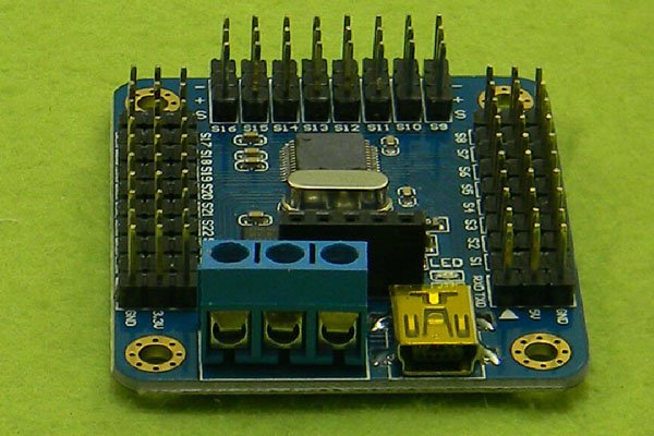 Mini USB 16 path servo motor control board from exlene on Tindie