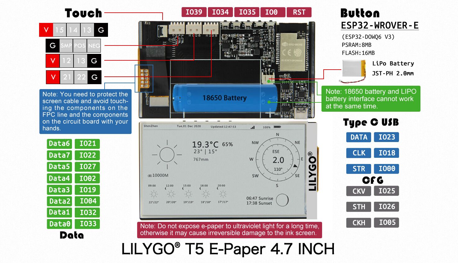 LILYGO® T5 4.7 Inch E-paper V2.3 ESP32-S3 from Lilygo on Tindie
